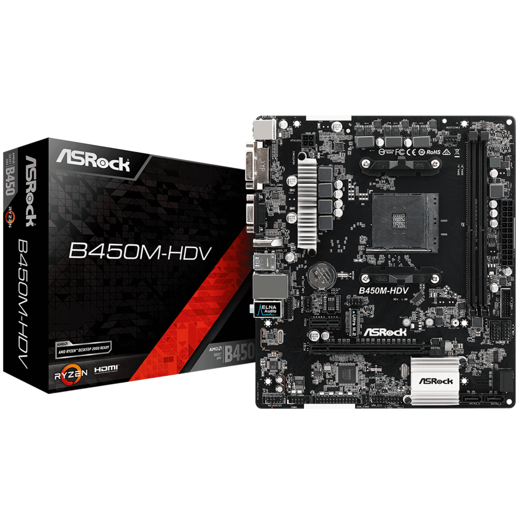 Mainboard Asrock B450m-hdv Amd Socket Amd4 4xddr4 Vd Sn Rd Hdmi Dvi-d D ...