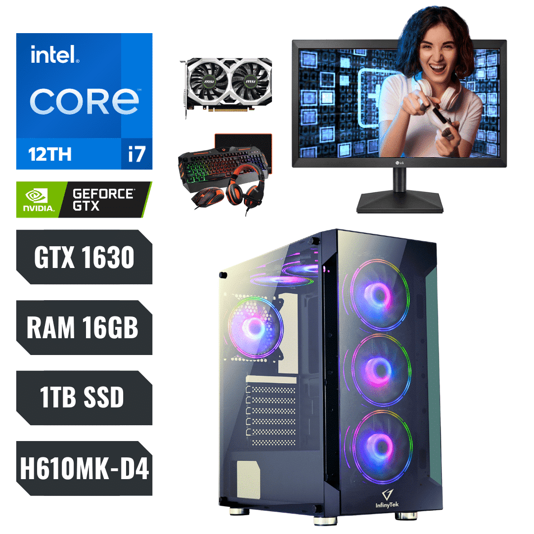 PC CPU GAMER INFINYTEK H-10 CORE I7 12700 (12VA) 16GB 1TB M.2 GTX 1630 ...