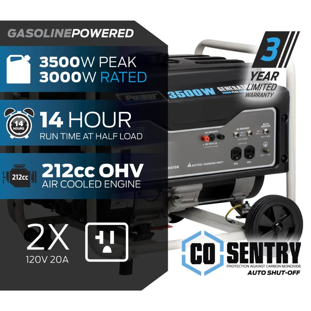 Generador Electrico A Gasolina Americano Pulsar 3,500 (3.5kw) Peak Watt ...