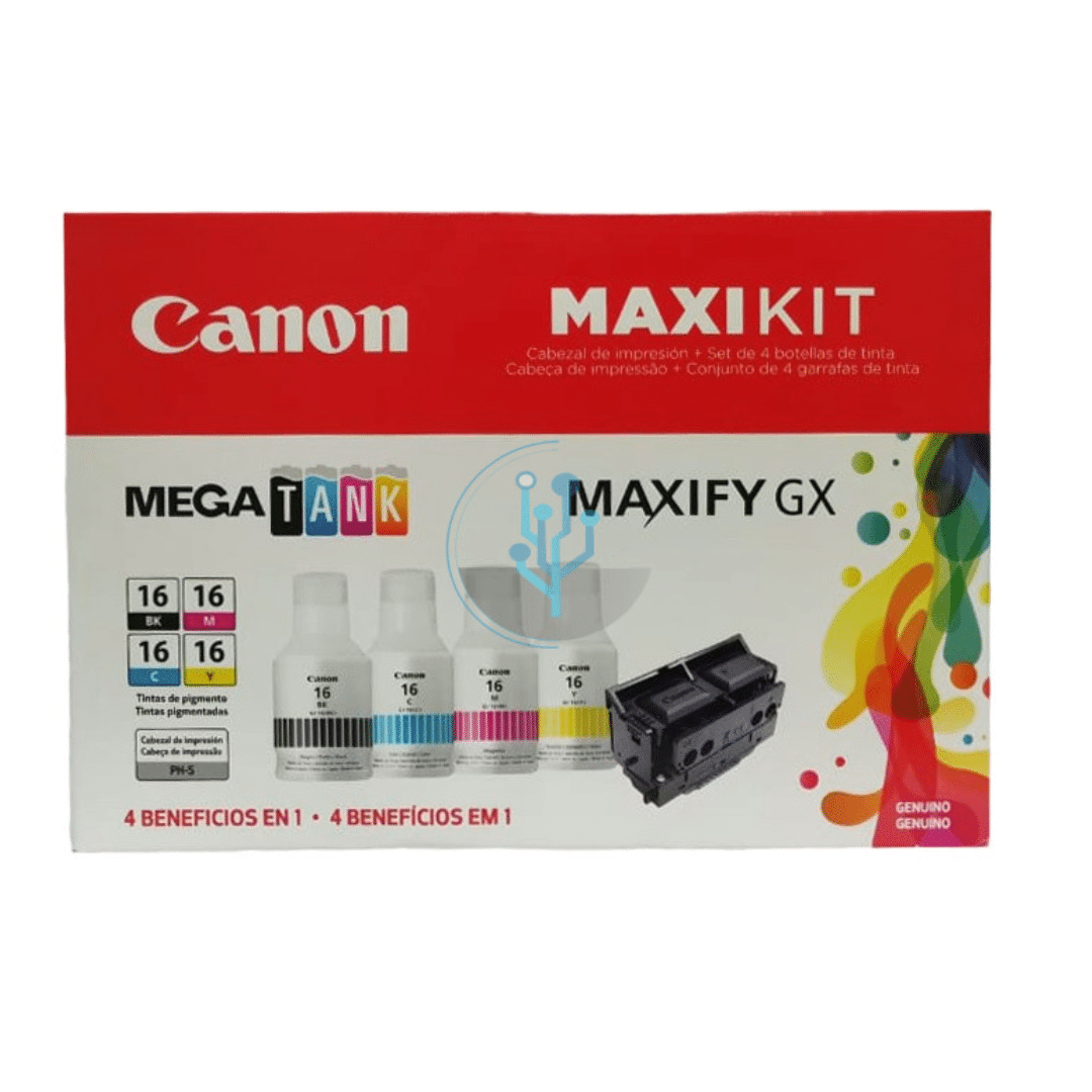 Tinta Canon Kit 4 Colores Gi16 Mas Cabezal Gx6010 Gx7010