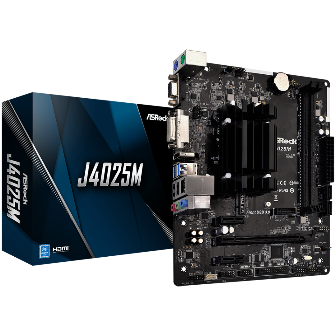 Asrock J4025m - Motherboard - Micro Atx - Intel Celeron J4025 - Usb 3.2 Gen 1 - Gigabit Lan ...