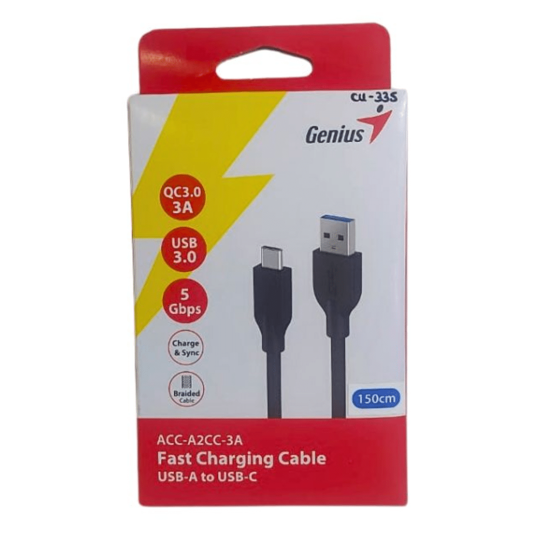 Cable Genius Acc-a2cc-3a Tipo Usb A - C / Carga Rapida / Nylon Trenzado ...