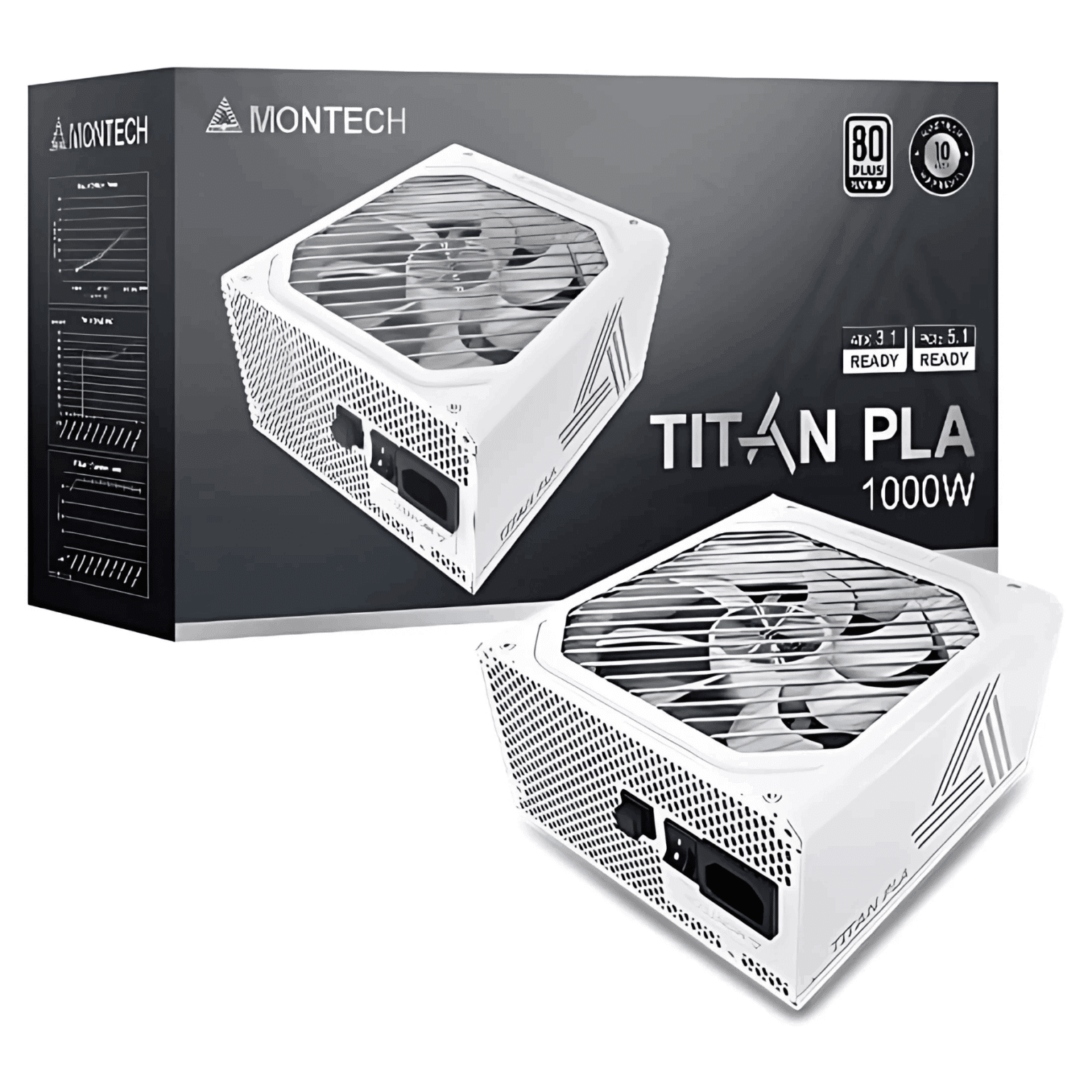 MONTECH TITAN PLA 1000W High-end ATX Gaming Power Supply - 80 Plus ...