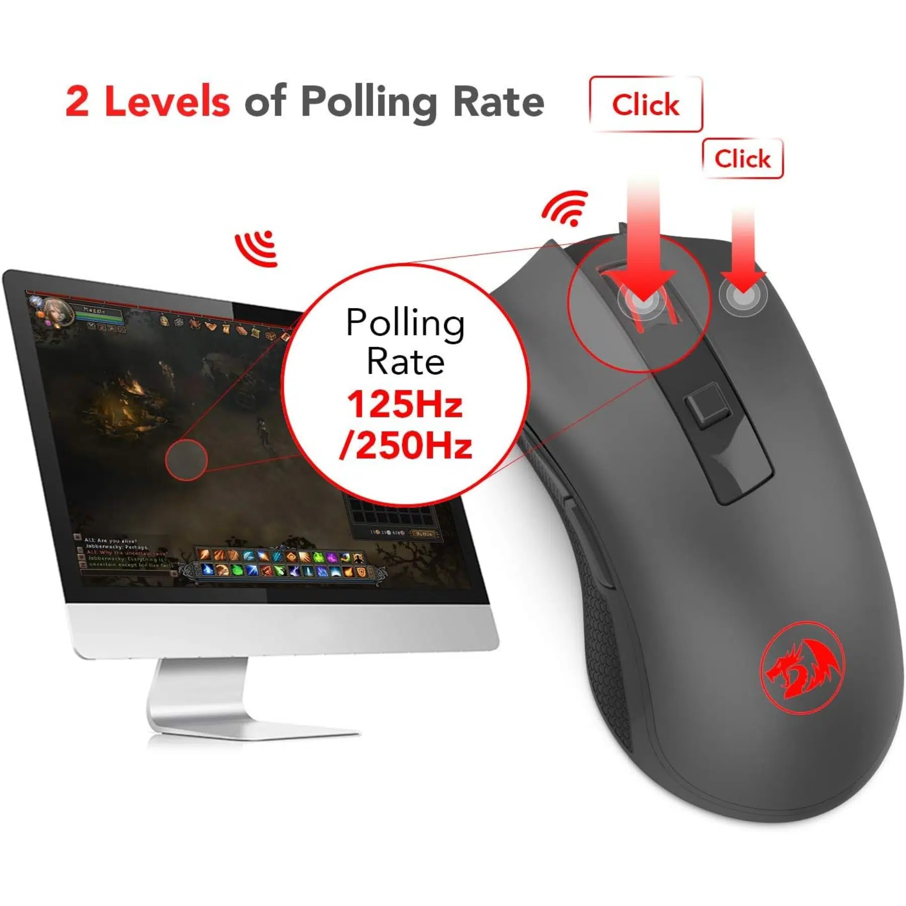 Redragon M652 Optical 2.4g Wireless Mouse With Usb Receiver, 5 Adjustable Dpi Levels, 6 Buttons ...