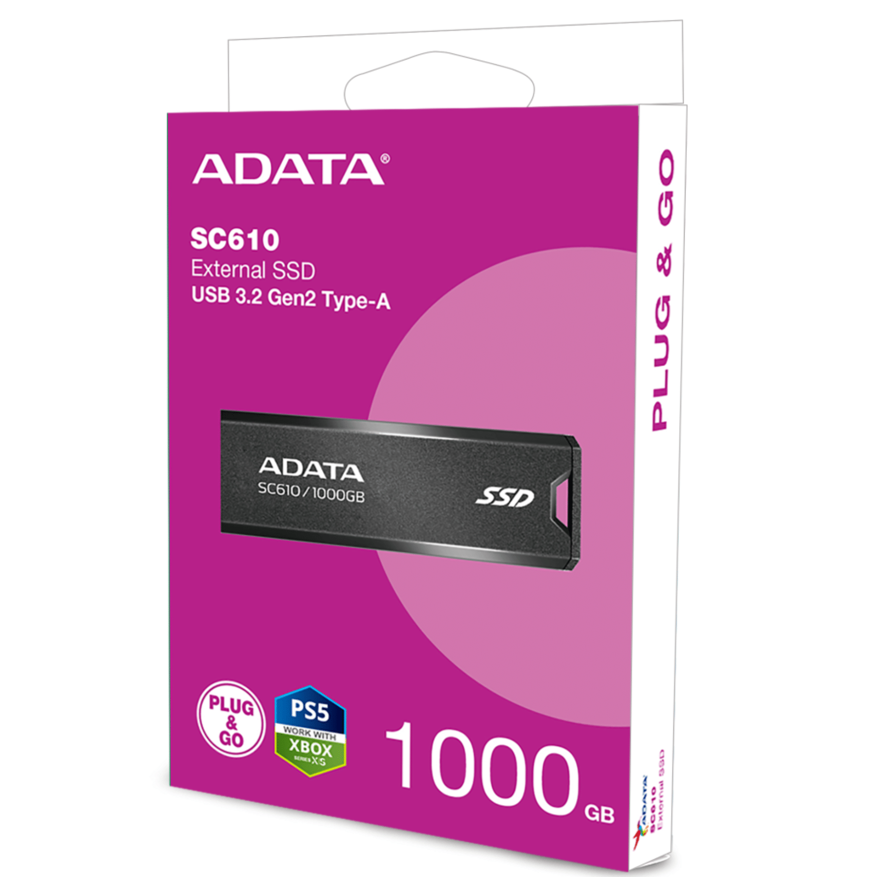 Ssd Adata Externo Sc610 1tb Usb 3.2 Gen2 550/500 Mb/s Compatible Ps5 Xbox - SC610-1000G-CBK/RD