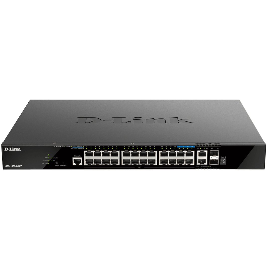 Switches D-link Dgs-1520-28mp Poe 28 Ptos/2 Ptos 10g Sfp Plus/2 Ptos 10gbase-t - DGS-1520-28MP