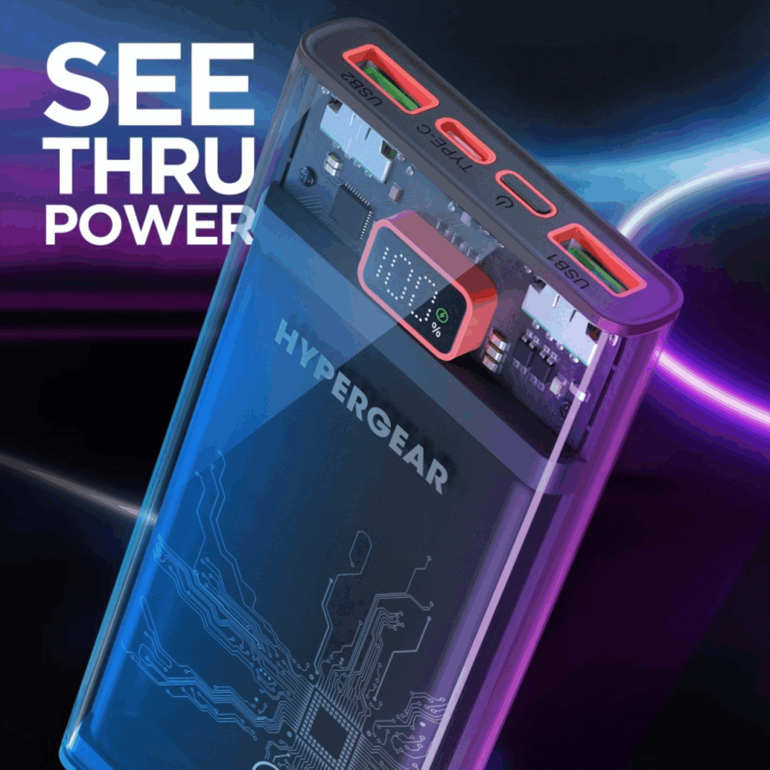 Power Bank Hypergear Clearcharge Xl 10,000mah Transparent Pd Power Bank ...
