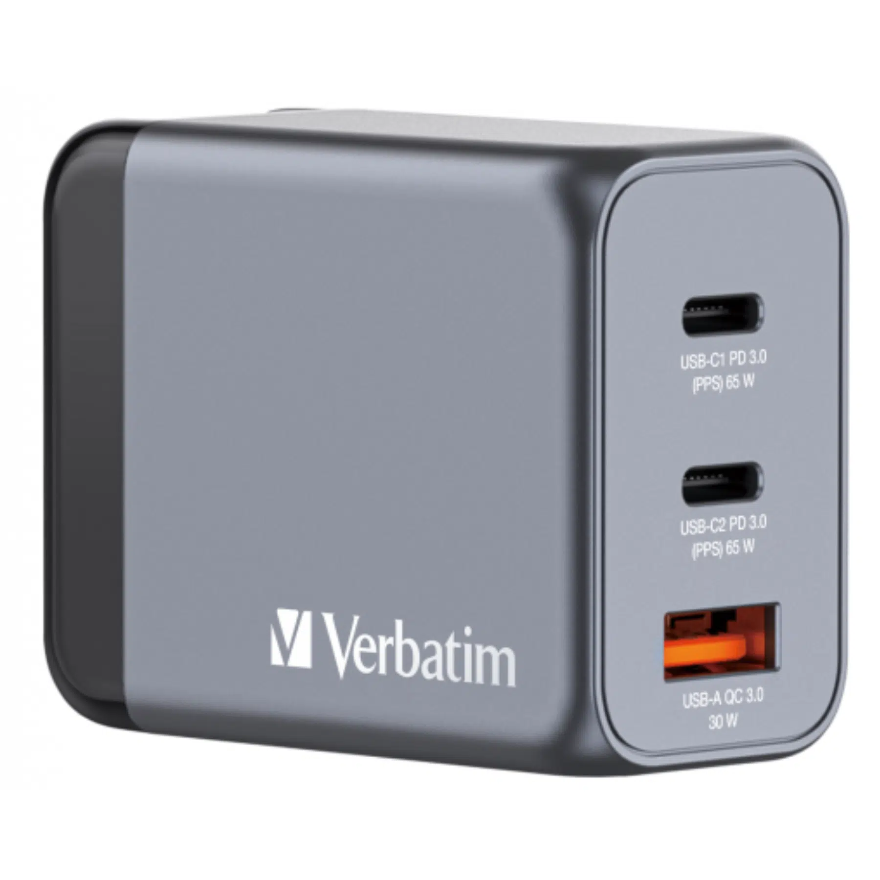 Cargador Verbatim Gan De 65w Con 3 Puertos 2 Usb-c Y 1 Usb-a Enchufes ...