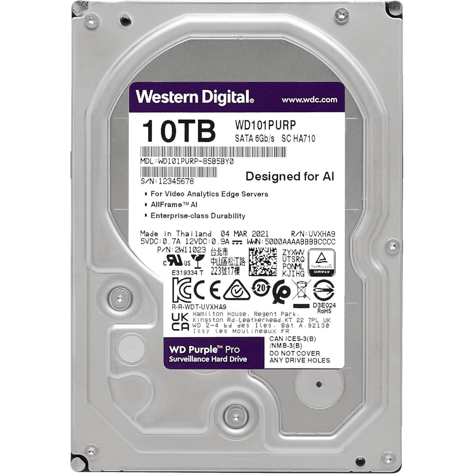 WD Purple Pro WD101PURP - Disco Duro - 10 TB - Interno - 3.5" - SATA ...