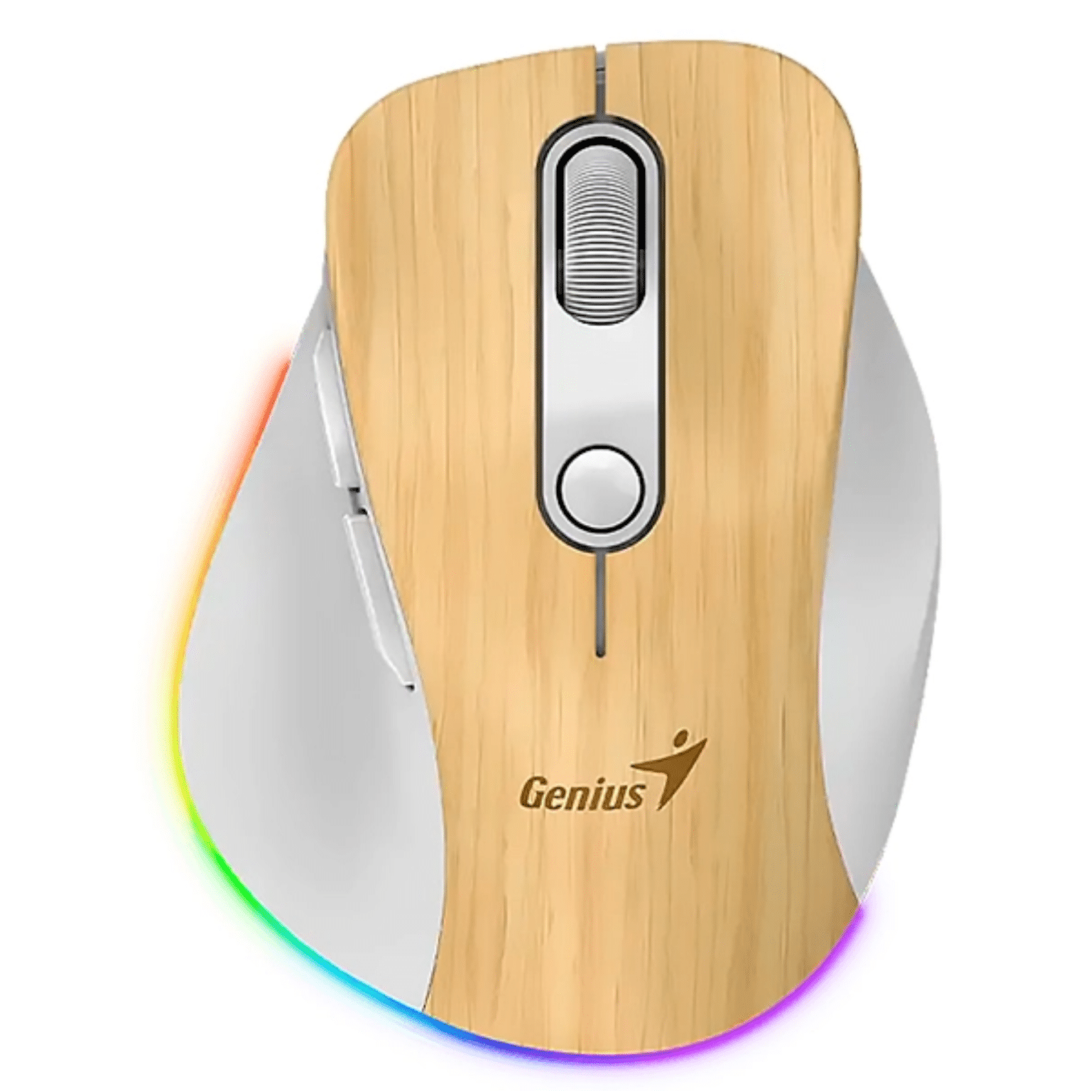 Mouse Genius Ergo 9000s Inalambrico Recargable Wood Ergonomico Vertical Rgb