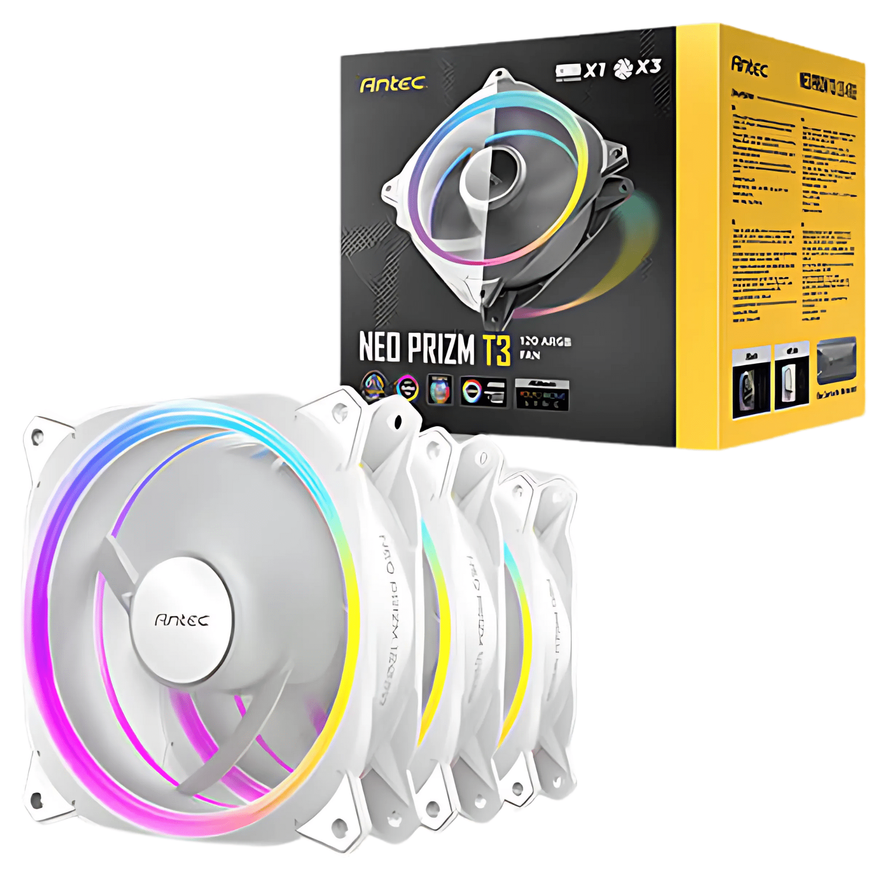 Fan Antec/neo Prizm T3 120mm Argb White Pack 3 - 0-761345-40044-2 ...