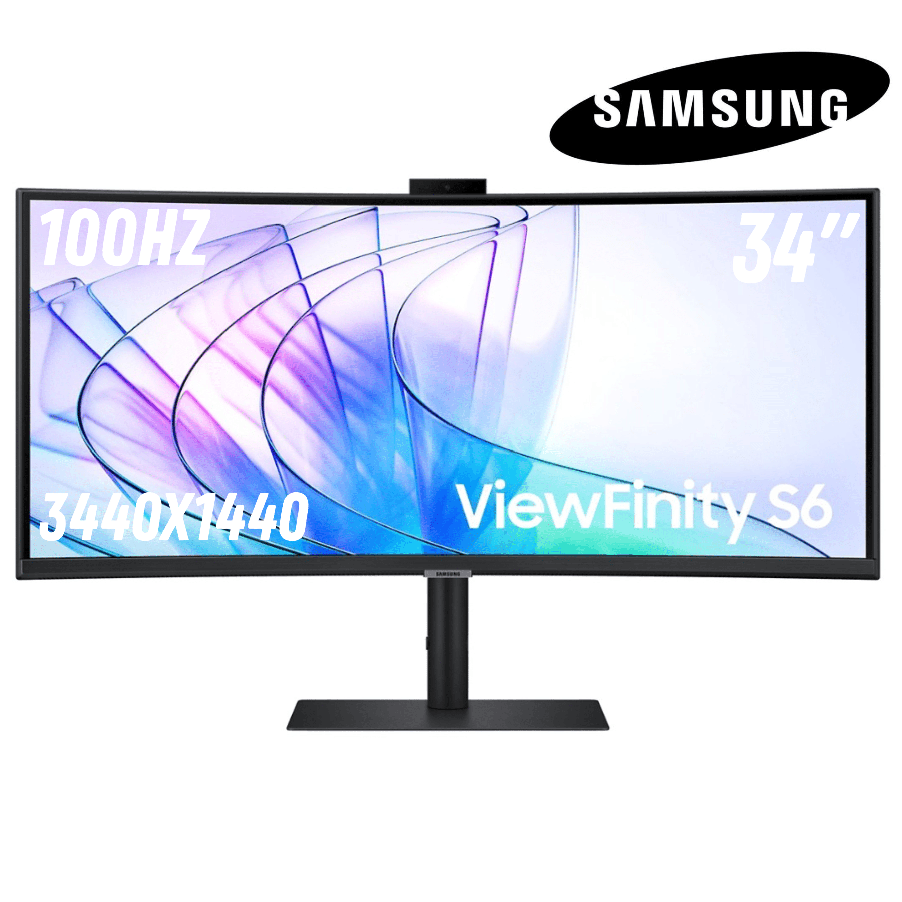 Samsung ViewFinity S6 S34C654VAN 34" Class Webcam UW-QHD Curved Screen ...